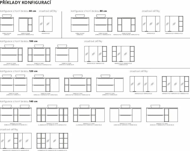 Comodo Koupelnová skříňka s umyvadlem z litého mramoru Swing WOC 80/22, bílá/dub country