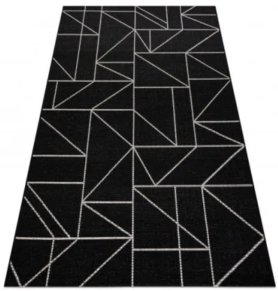 Koberec SIZAL FLOORLUX 20605 geometrický - černý / stříbrný