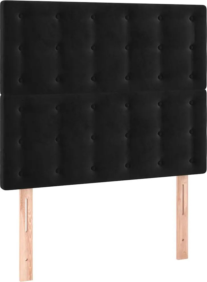 Čelo postele s LED černé 100x5x118/128 cm samet 3122902
