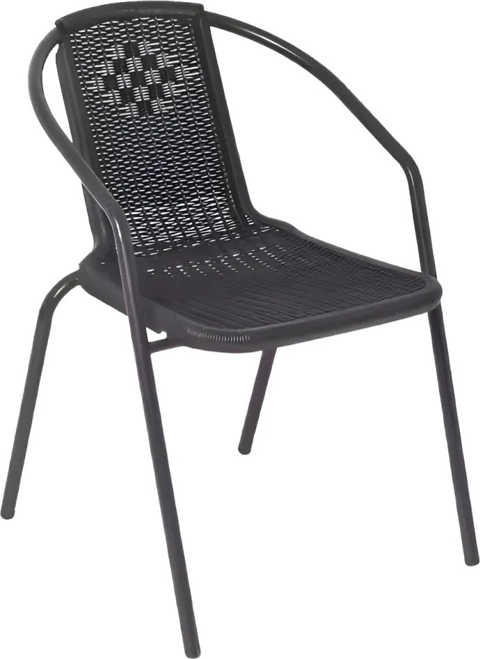 Zahradní stohovatelná židle, černá, ocel/plast, FRENY