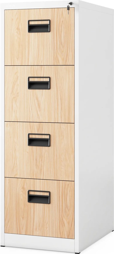 Kovová kartotéková skříň se 4 zásuvkami, bílá/dub sonoma, 460x1320x620 mm: SARA Eco Design