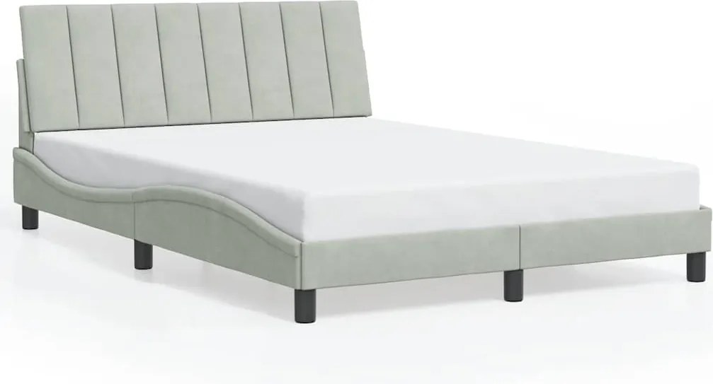 Rám postele bez matrace Hanko světle šedý 140 x 190 cm samet 3207843