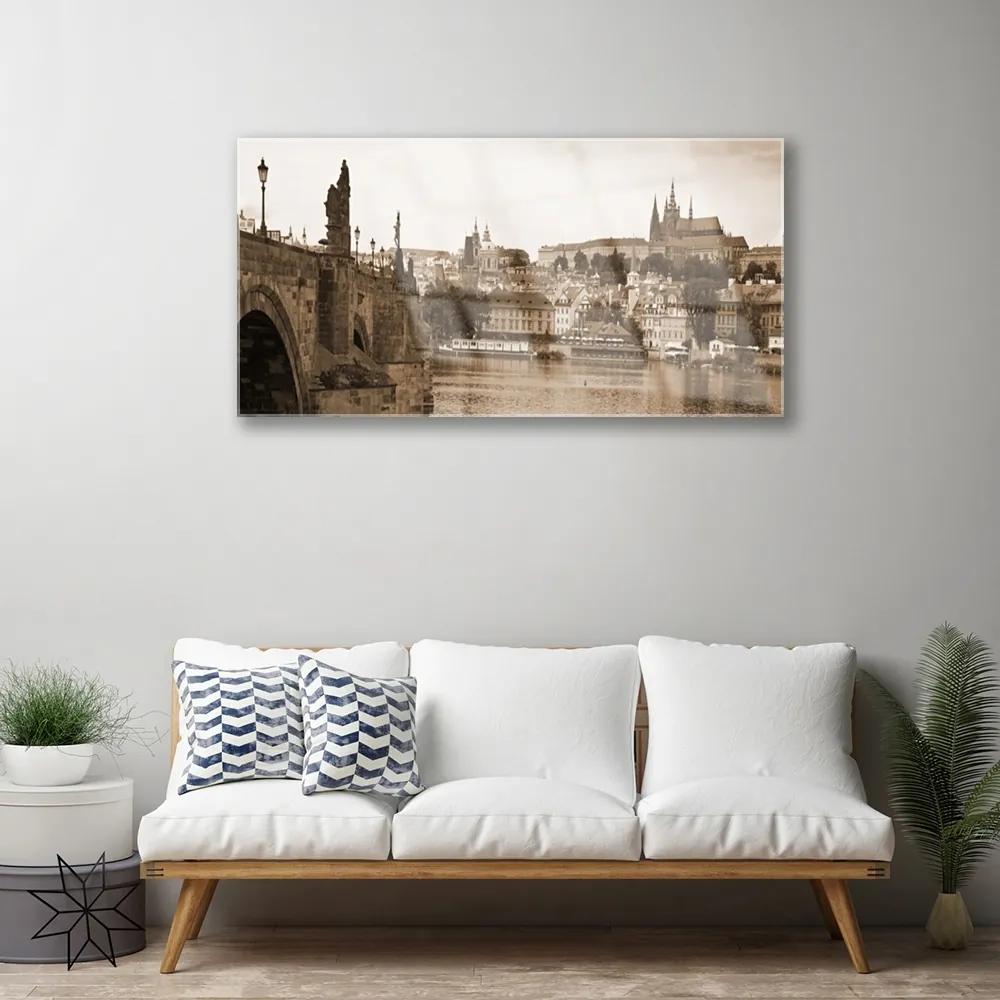 Obraz na skle Praha Most Krajina 100x50 cm