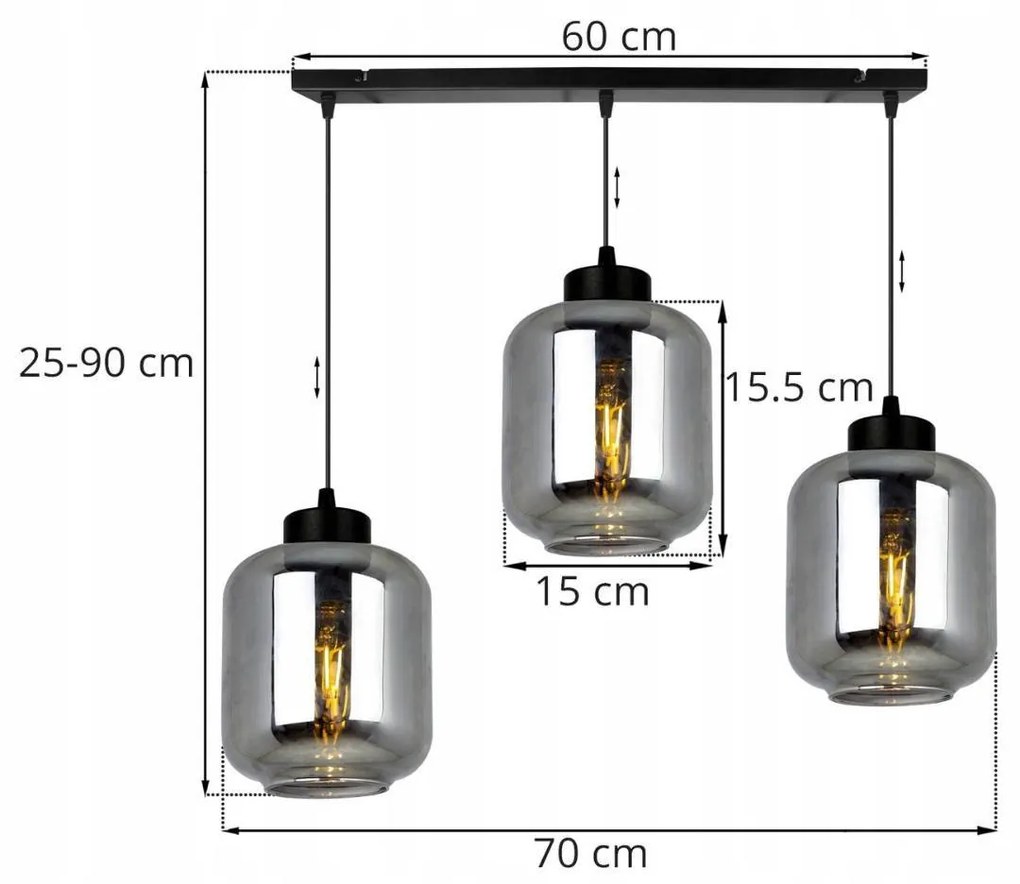 Závěsné svítidlo NOVALJA, 3x skleněné stínítko (výběr ze 3 barev)