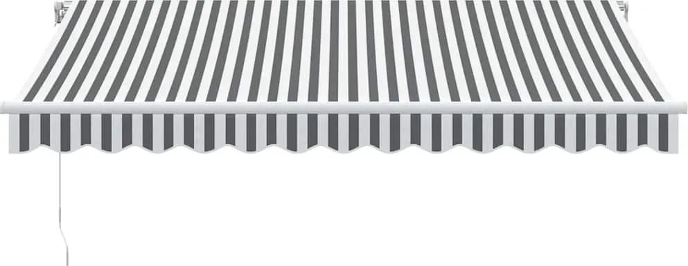 Ručně zatahovací markýza antracitová a bílá 350 x 250 cm 3216036