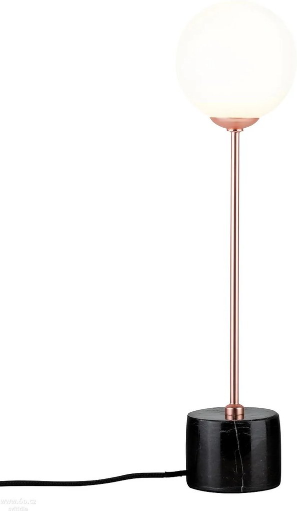 Paulmann 79662 Neordic Moa, stolní lampička ze černého mramoru, mědi a skla, 10W G9, výška 40cm