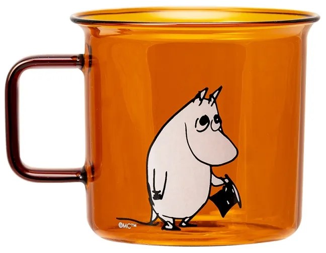 Skleněný hrnek Moominpappa 0,35l, jantarový