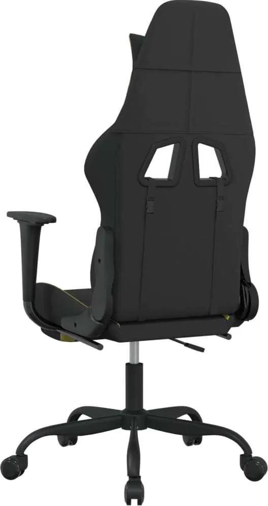 vidaXL Masážní herní židle s podnožkou černá a textil [345486] Barva: Bílá
