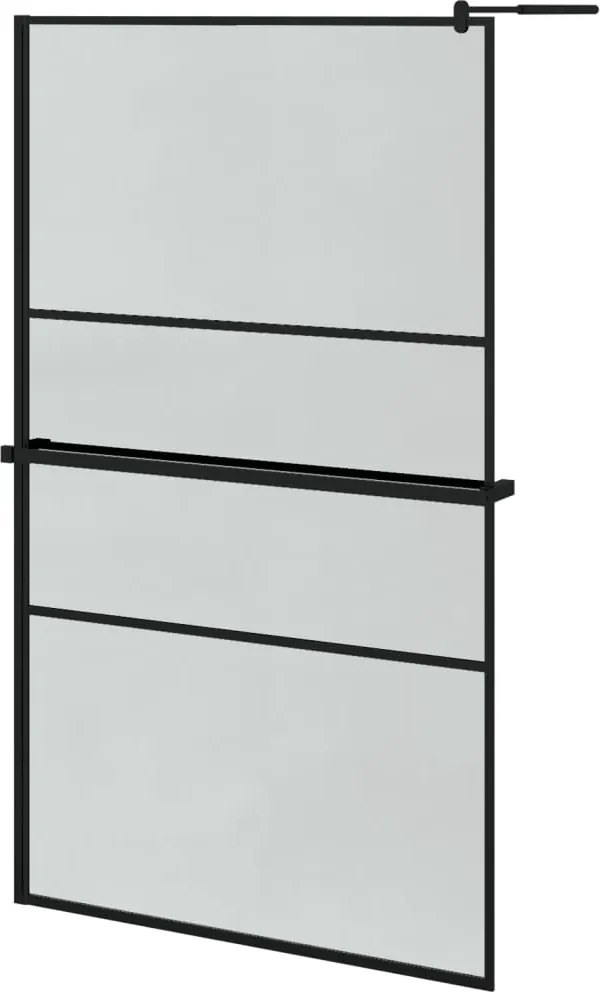 Zástěna do průchozí sprchy s policí černá 115x195 cm ESG/hliník 3185485