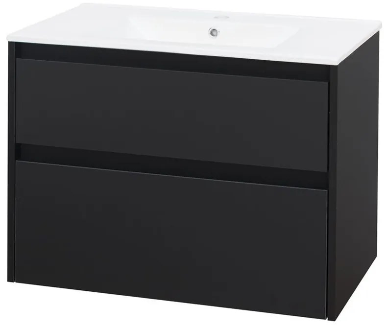 Mereo Mereo, Opto, koupelnová skříňka s keramickým umyvadlem 81 cm, bílá, dub, bílá/dub, černá, CN941