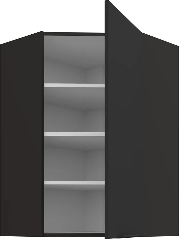 ARIA cc | horní kuchyňská skříňka 60x60 GN-90 1F (45°) rohová s policemi | 60x60 cm | VYSOKÁ | černá