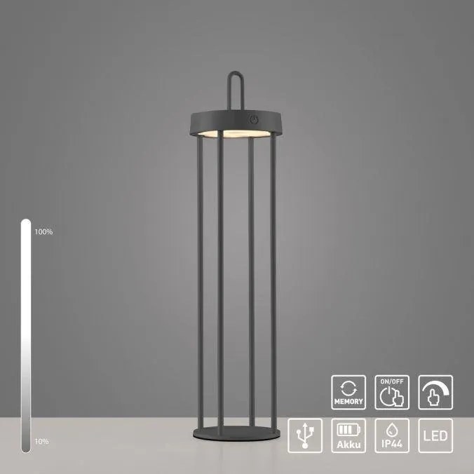 LD 19301-18 ANSELM LED stolní lampa na baterie černá 50cm dotykový stmívač IP44 zahradní svítidlo 2700K - JUST LIGHT
