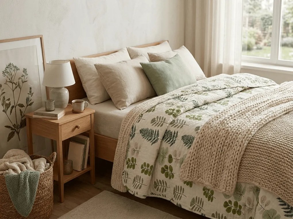 Přehoz na postel SCANDI NATURE, zelený Rozměr: 220 x 240 cm