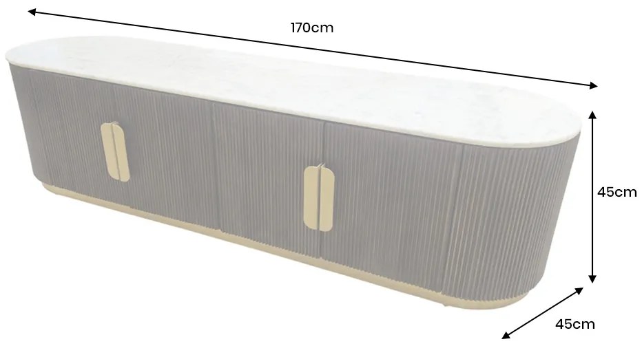 Designový TV stolek Daichi 170 cm mango / mramor - II. třída