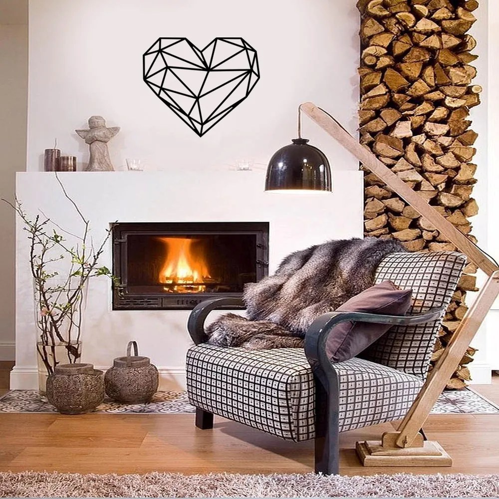 AMADEA Dřevěná dekorace Srdce na zeď - černé 40 cm, český výrobek