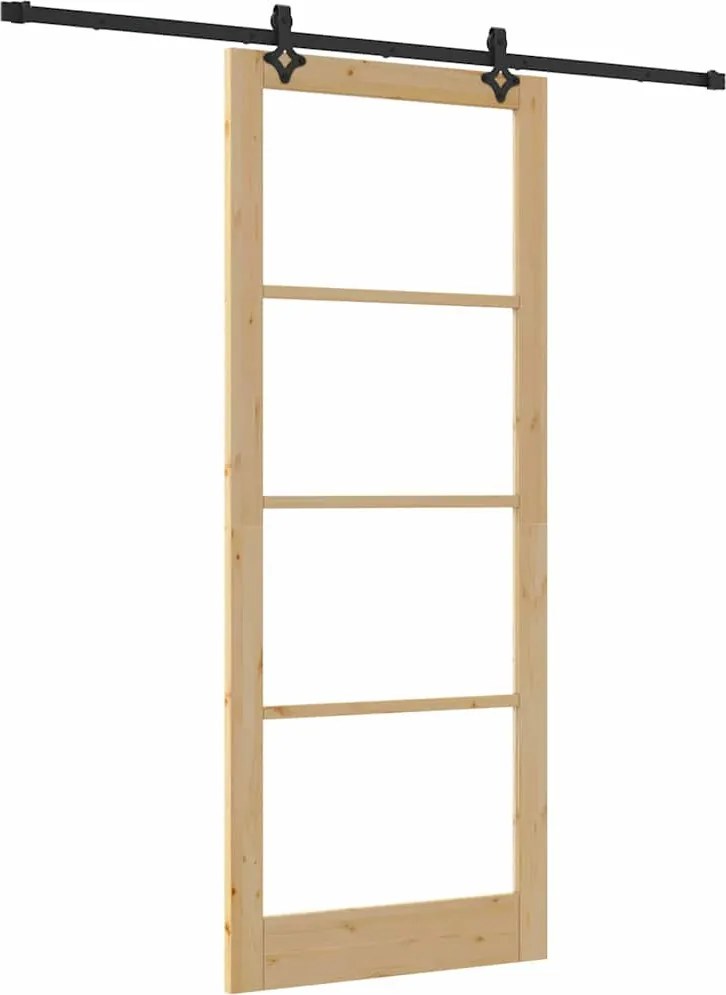 Posuvné dveře Přírodní 93 x 232 cm Masivní borové dřevo a sklo 3332319