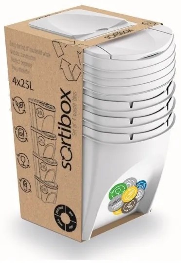 Set košů na tříděný odpad II, 4 x 25 l