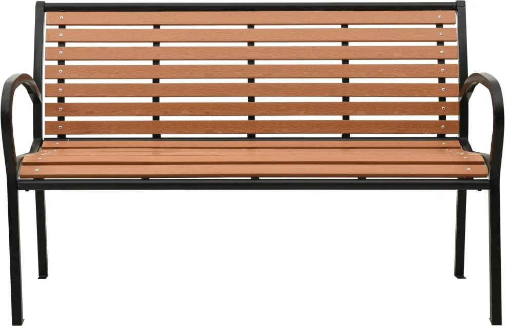 Zahradní lavice černá a hnědá 116 cm ocel a WPC 319579