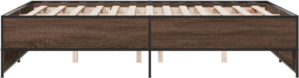 Rám postele hnědý dub 135 x 190 cm kompozitní dřevo a kov 3279906
