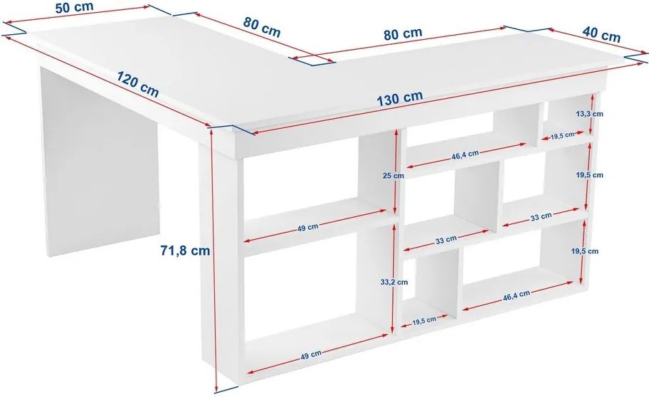 Matný rohový pracovní stůl 120x130 cm Vesper – Kalune Design