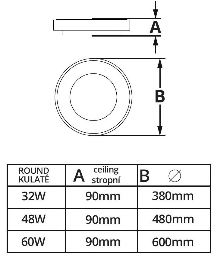 T-LED SMART Tuya LED svítidlo ZULU 48W CCT kulaté černé SMART Tuya LED svítidlo ZULU 48W CCT kulaté černé