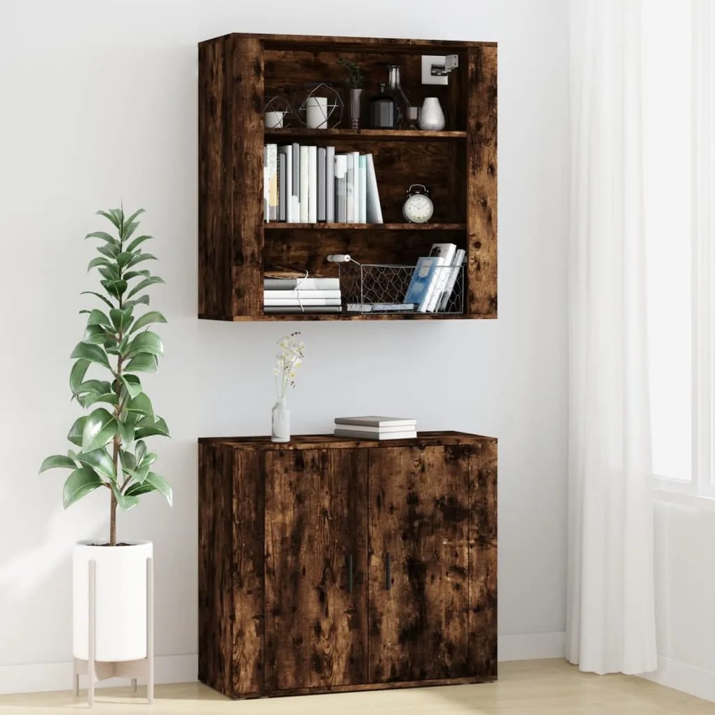 Skříň highboard kouřový dub kompozitní dřevo 3185364