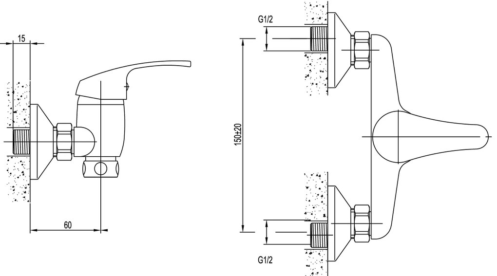 Sapho, AQUALINE 35 nástěnná baterie, bez ramínka, chrom