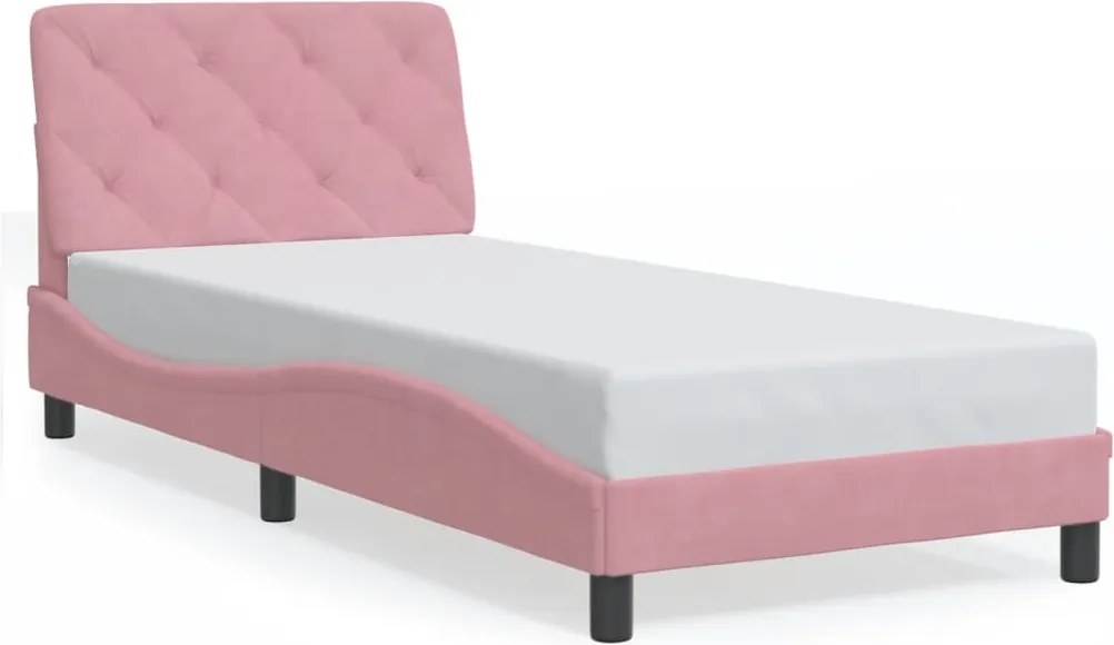 Rám postele s LED bez matrace růžový 90 x 190 cm samet 3213830