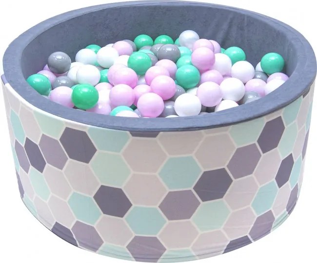 Suchý bazén s míčky šedý hexagon