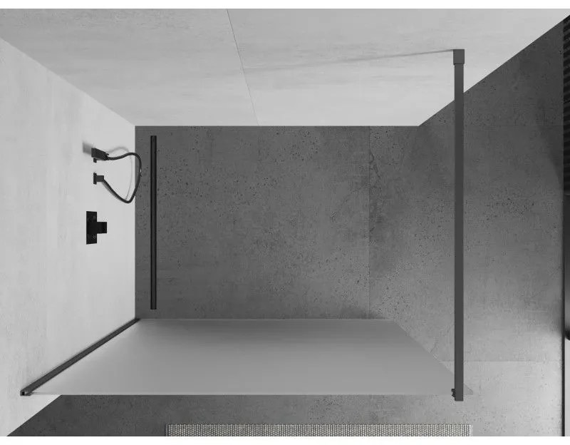 Mexen Kioto, sprchová zástěna Walk-In 100 x 200 cm, 8mm sklo námraza, grafitový profil, 800-100-101-95-30