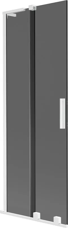 Mexen Velar L, 2-křídlová posuvná vanová zástěna 75 x 150 cm, 8mm šedé sklo, bílá matná, 896-075-003-41-20