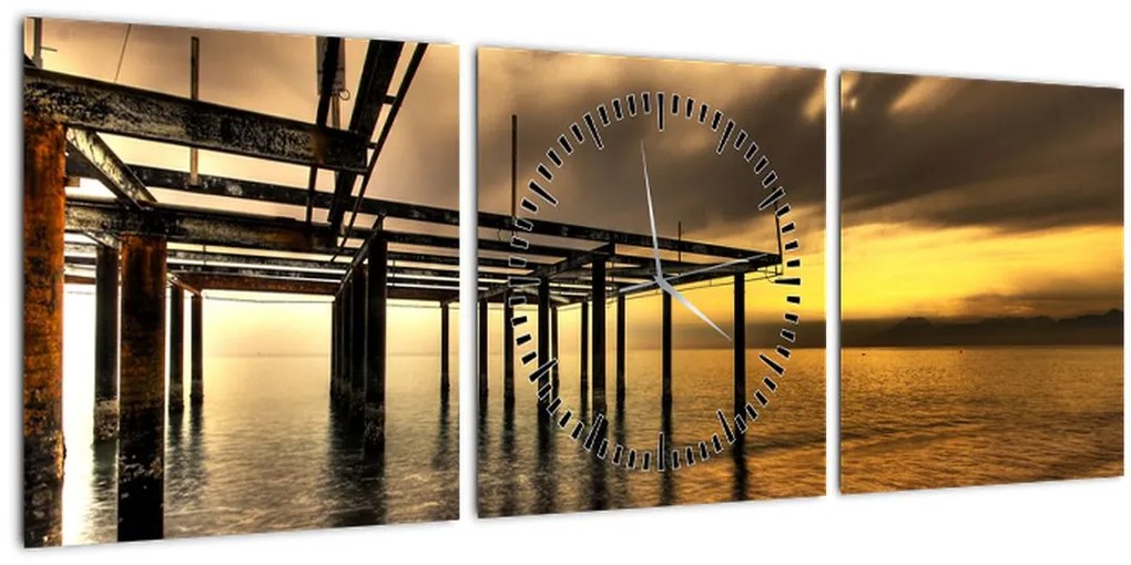Obraz - Architektura u pobřeží (s hodinami) (90x30 cm)