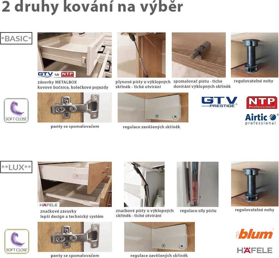 Kuchyňská linka ve tvaru U INFINITY s | 270x320x180 cm | VÝBĚR KOVÁNÍ | šedá mat/artisan