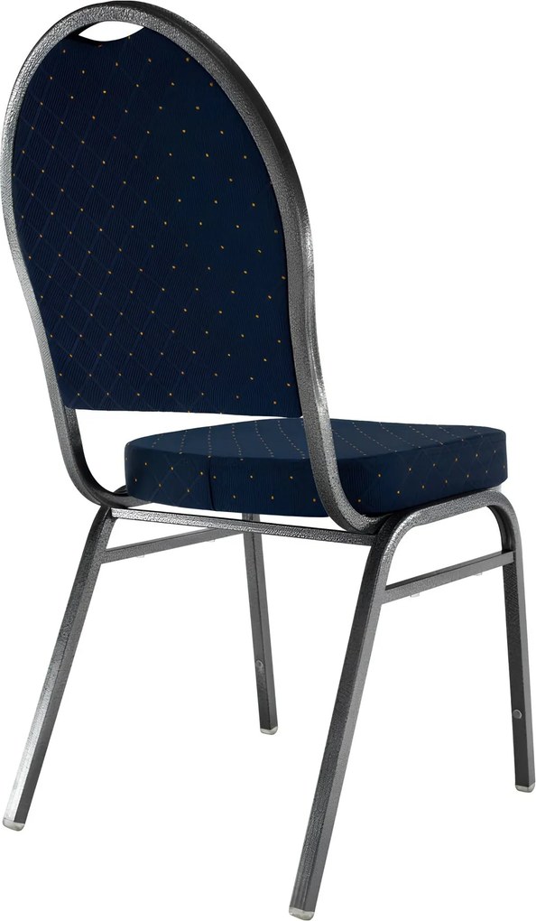 Židle, stohovatelná, látka modrá/šedý rám, JEFF 3 NEW