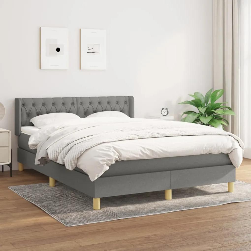Box spring postel s matrací tmavě šedý 140 x 190 cm textil,  3130506