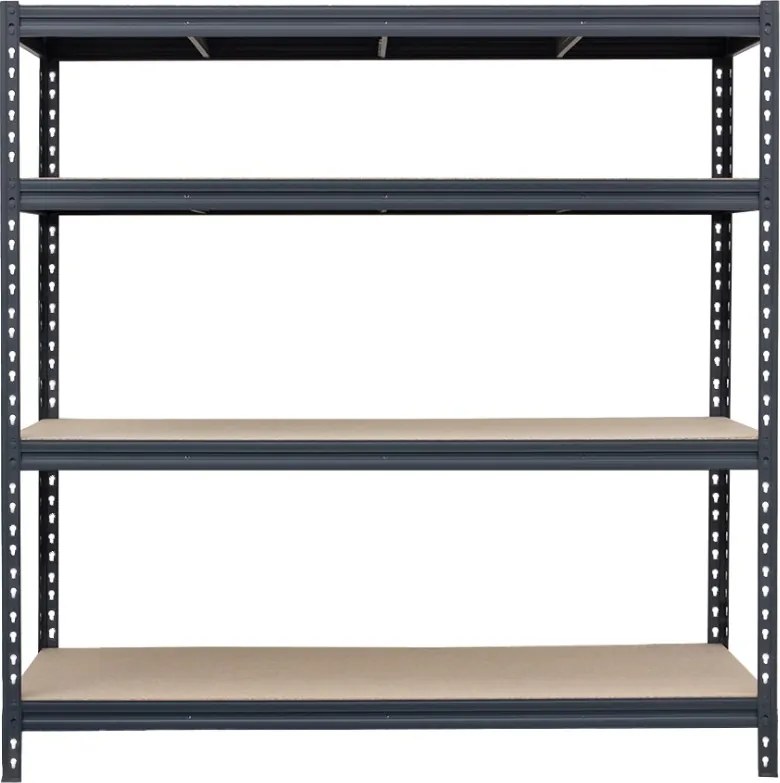Kovový regál BULLRACK RIVET PRO 200x120x60 DTD dřevotříska 4 úrovně antracitová šedá