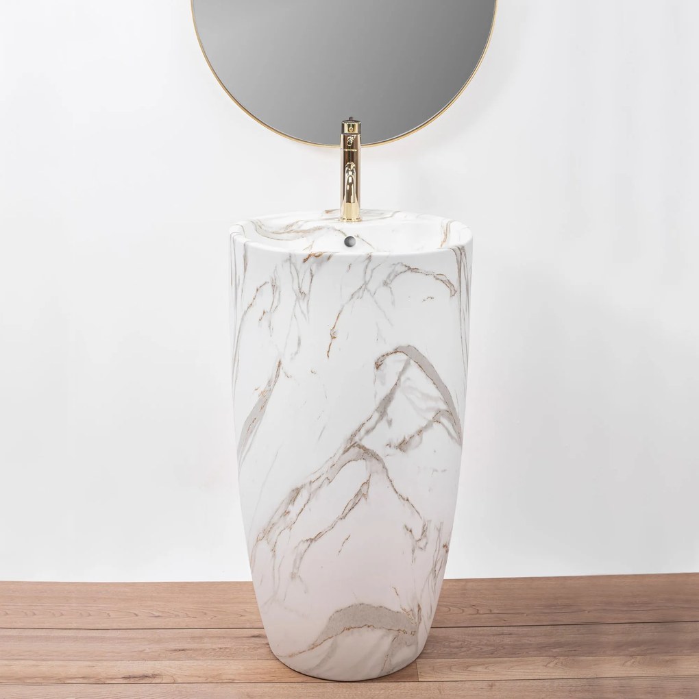 Rea Anya, volně stojící umyvadlo 84x45 cm, imitace kamene - láva matná, REA-U5803