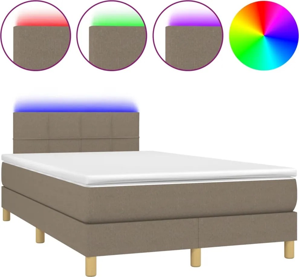 Box spring postel s matrací a LED taupe 120x190 cm textil 3270092