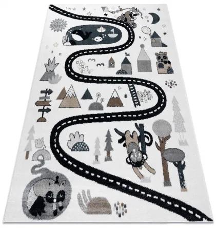 Dywany Luszczow Dětský kusový koberec FUN Route, ulice, zvířata krém Rozměr koberce: 160 x 220 cm