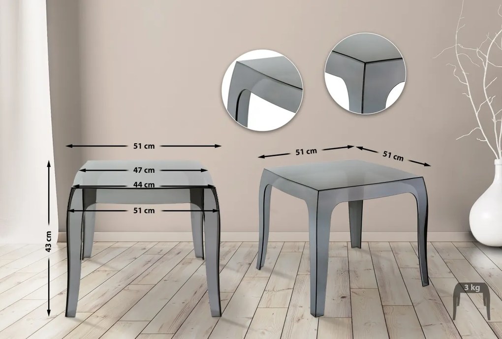 Stůl Queen - v43 x 50 x 50 cm - Černá
