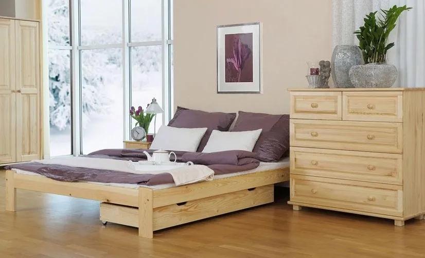 ImportWorld Dřevěná postel Libuše 160x200 + rošt ZDARMA (Barva dřeva: Borovice)