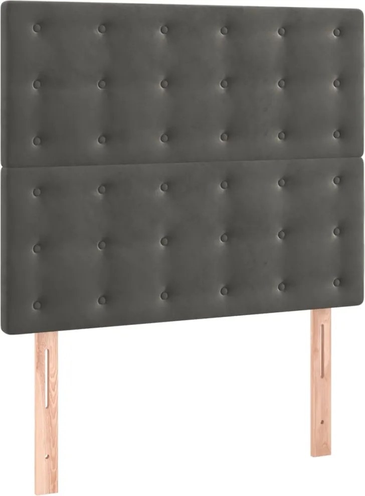 Box spring postel s matrací a LED tmavě šedá 100x200 cm samet 3136348