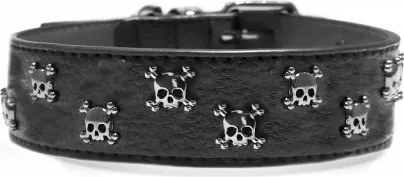 MILK&PEPPER Milkandpepper Obojek pro pro psy Rockstar Black Calavera Velikost: 35x2 cm