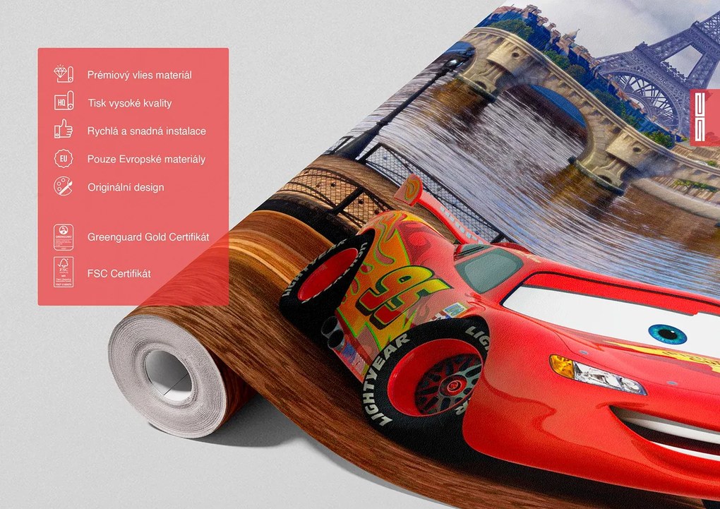 Dětská vliesová fototapeta na zed' Auta v Paříži, Disney | 202 x 90 cm | DFTDNH 5303