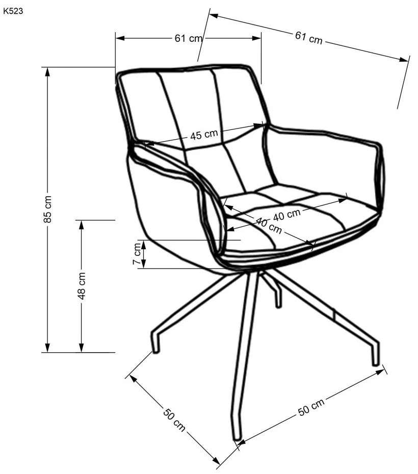 Jídelní křeslo FIORA — ocel, ekokůže, látka, hnědá