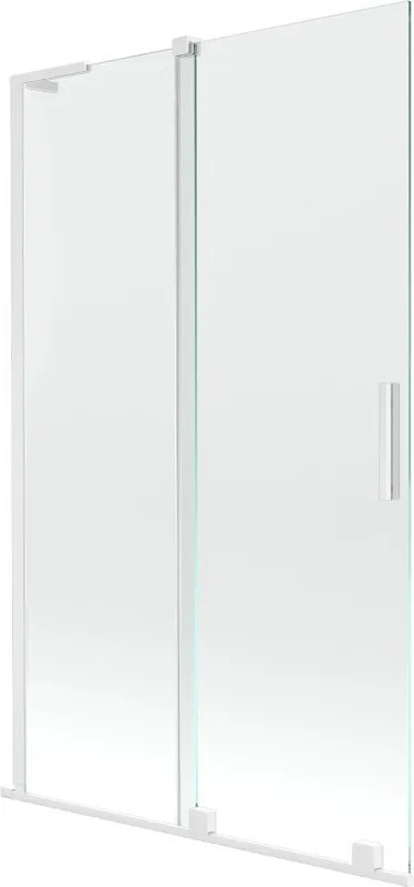 Mexen Velar L, 2-křídlová posuvná vanová zástěna 110 x 150 cm, 8mm čiré sklo, bílý profil, 896-110-003-01-20