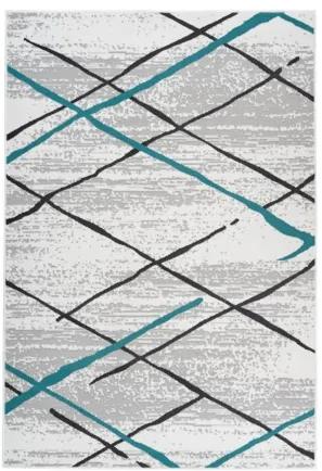 Kusový koberec Vancouver 110 bílá / šedá / tyrkys 120 x 170 cm | BIANO