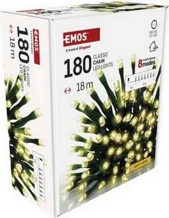 Vánoční osvětlení EMOS D4AW24 180LED řetěz 18m teplá bílá programy s časovačem