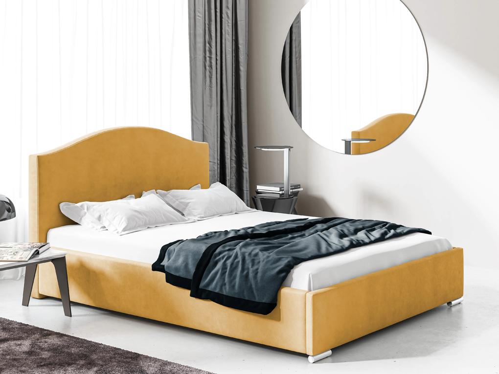 Eka Čalouněná postel MONTANA 140x200 cm Barva látky Trinity: (2301) Krémová bíla, Úložný prostor: S dřevěným rámem úložného prostoru