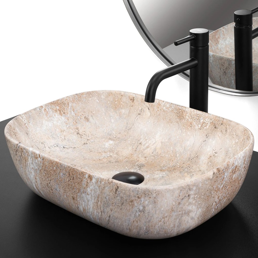 Rea Belinda Savana, umyvadlo na desku 460x330x135 mm, imitace kamene, REA-U3323